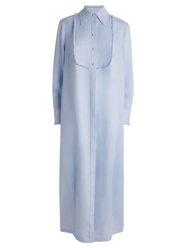 Agnona Linen Maxi Shirt Dress - Blue