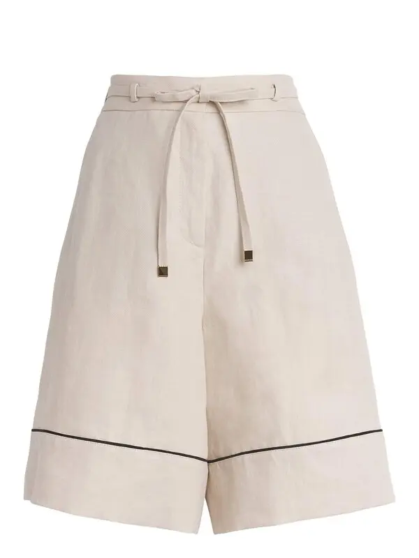 Agnona Linen Drawstring Shorts - Beige
