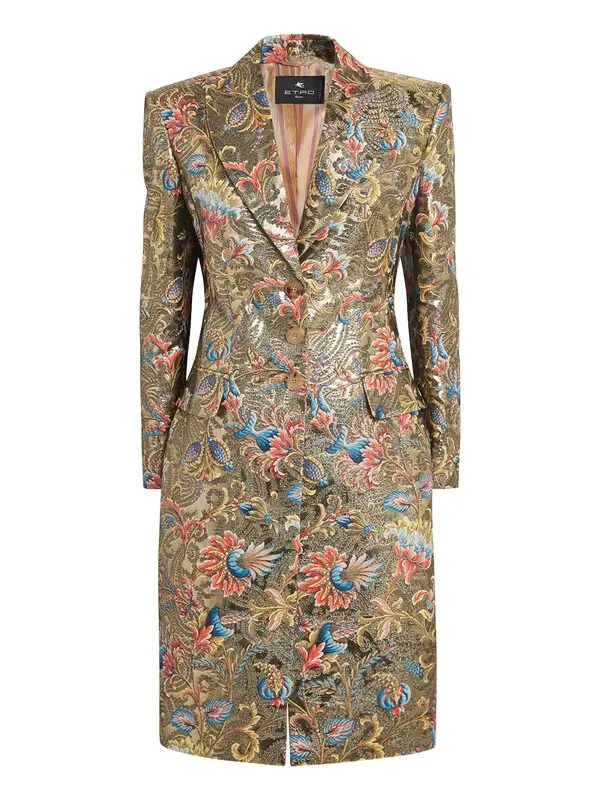 Etro Paisley Jacquard Single-breasted Coat - Gold