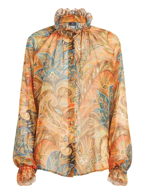 Etro Silk Chiffon Paisley Blouse - Red