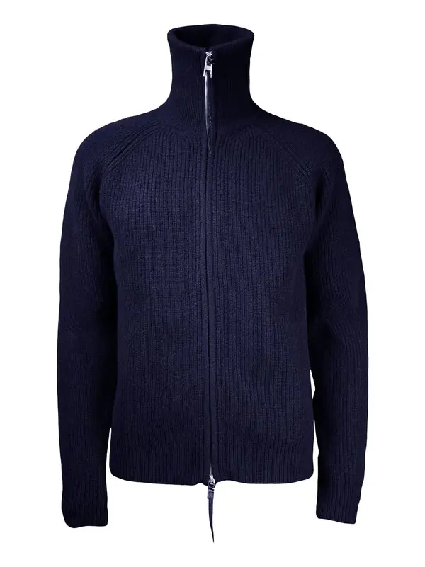 ALAN SCOTT Cashmere Rib-knit Cardigan - Navy