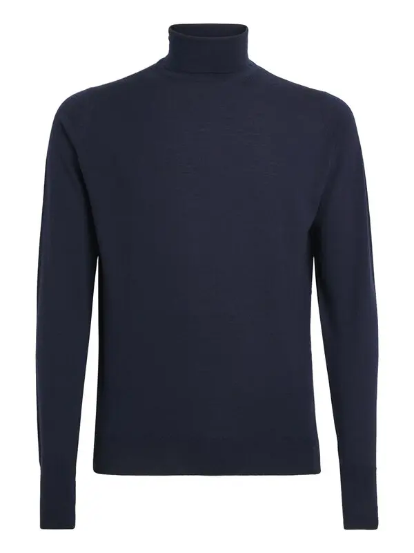 ALAN SCOTT Superfine Merino Wool Rollneck Sweater - Navy