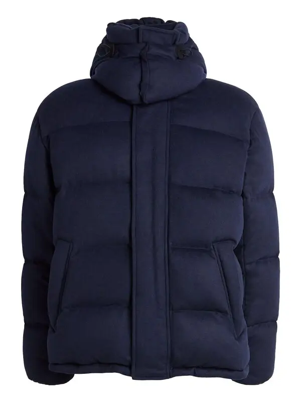 ALAN SCOTT Cashmere-blend Quilted Down Coat - Navy