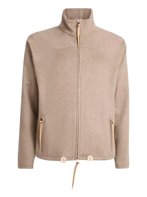 ALAN SCOTT Cashmere-blend Track Sweater - Beige