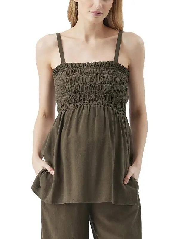 RIPE MATERNITY Ella Shirred Tunic - Khaki