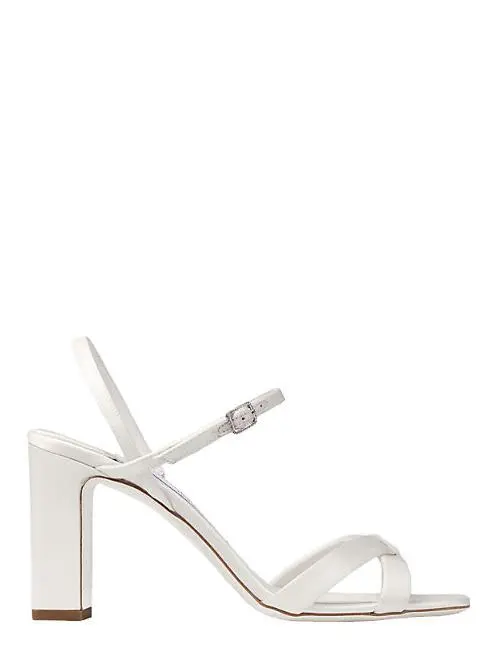 JIMMY CHOO Elsy 85 Satin Sandals - Ivory