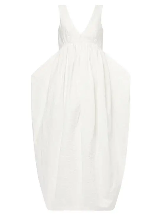 ROHE FRAMES Sculptural Textured Cotton-blend Maxi Dress - Off White