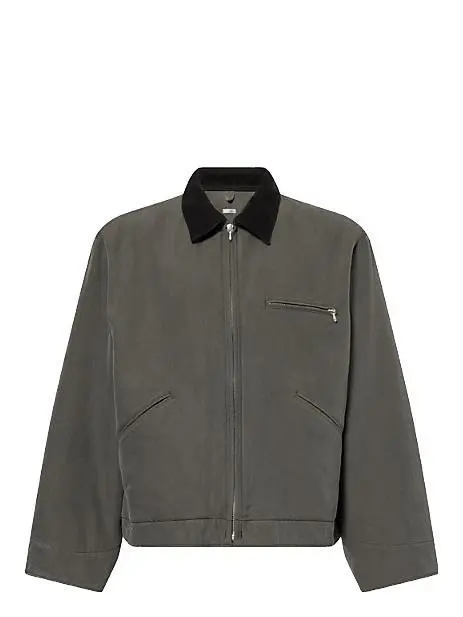 A.PRESSE Detroit Collared Cotton And Silk-blend Jacket - Gray