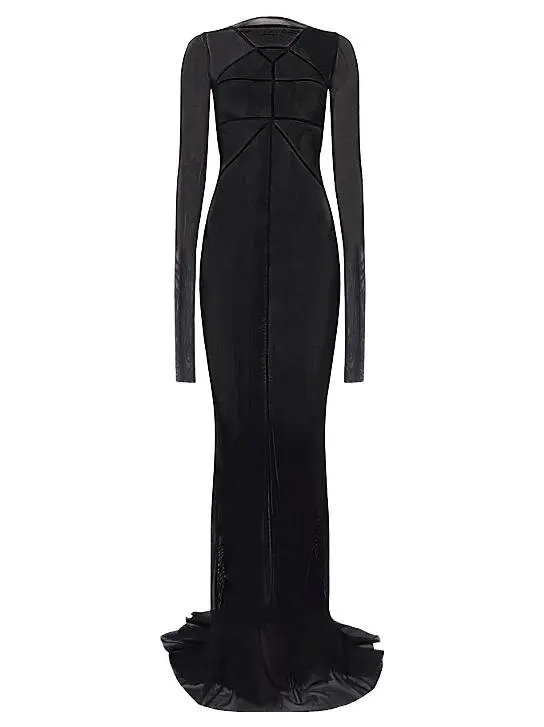 Rick Owens Temple Long-sleeve Mesh Gown - Black