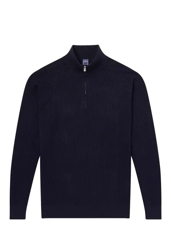 Fedeli Paul Cotton Half-zip Sweater - Navy