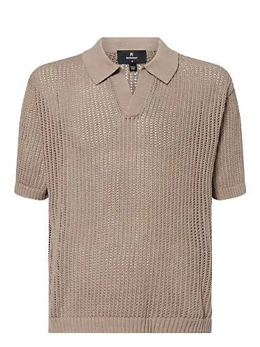 REPRESENT Beverly Open-collar Cotton-knit Polo Top - Vintage Khaki