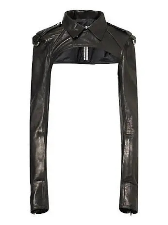 Rick Owens Micro-biker Cropped Leather Jacket - Black