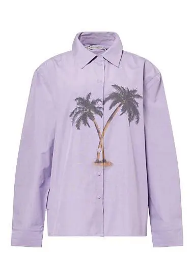 Christopher Esber Mirage Palm Cotton Shirt - Faded Lilac Mirage