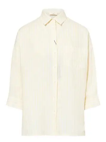 Max Mara Striped Relaxed-fit Linen Shirt - 023 Light Yellow