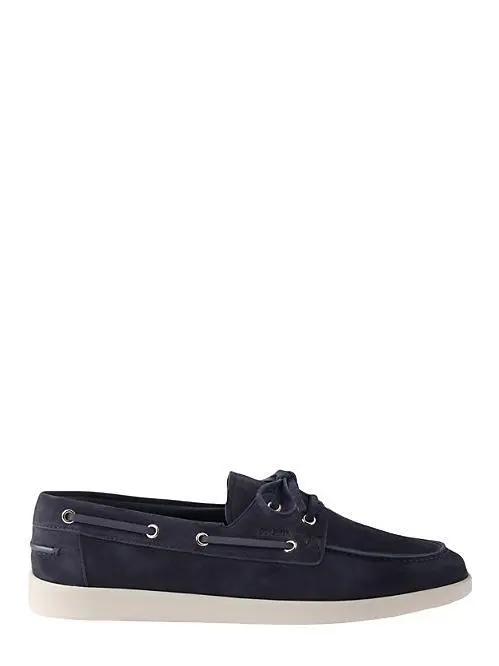Prada Lace-up Suede Boat Shoes - Blue