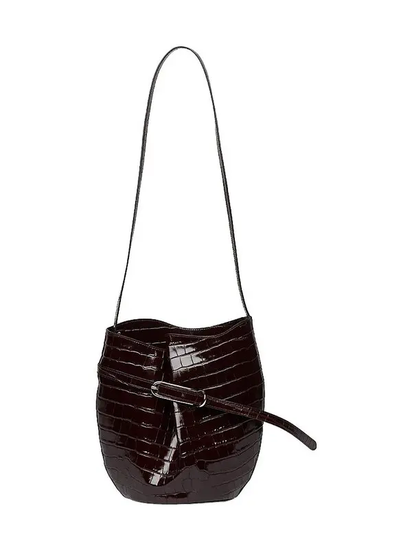 LIFFNER Leather Belted Bucket Bag - Dark Brown
