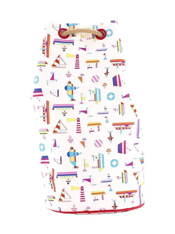 Hermès Petit Chalutier Duffle Bag Printed Canvas - White/ Brown/ Red/ White