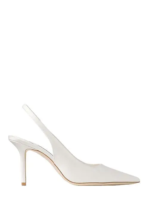 JIMMY CHOO Love Slingback 85 Satin Heels - Ivory