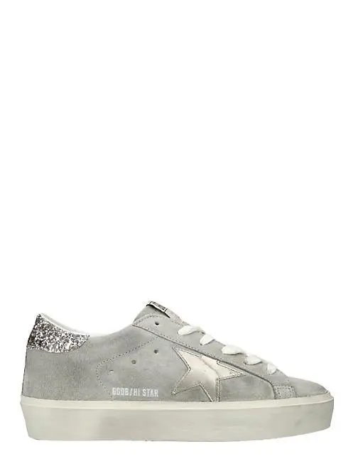 GOLDEN GOOSE Hi Star Suede Trainers - Silver Com