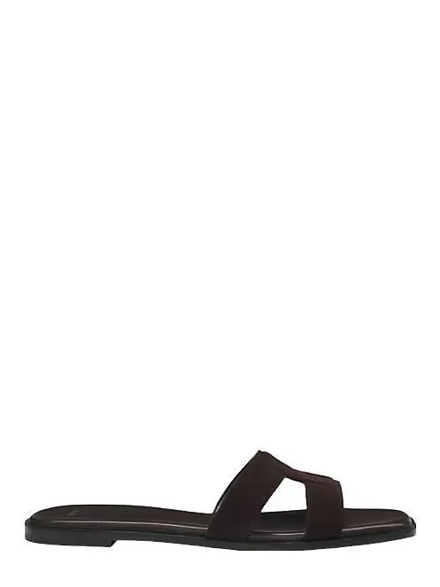 BOSS Monogram Suede Sandals - Dark Brown
