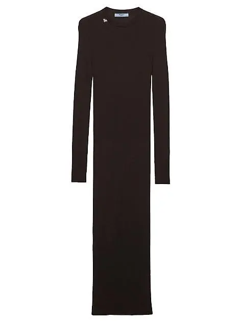Prada Long-sleeved Wool Midi Dress - Brown