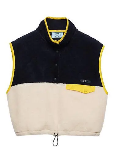 Prada Branded Colour-block Fleece Vest - Blue