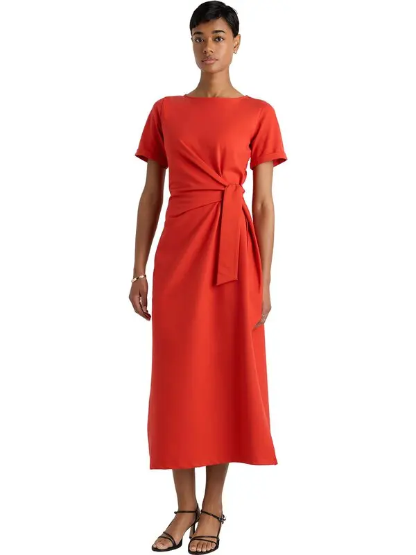 Quince Stretch Cotton Jersey Side Tie Midi Dress - Chile