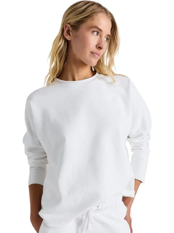 Quince Organic French Terry Crew Neck Sweater - Classic White