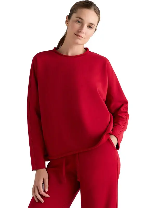 Quince Organic Cotton French Terry Crew - Ruby Red