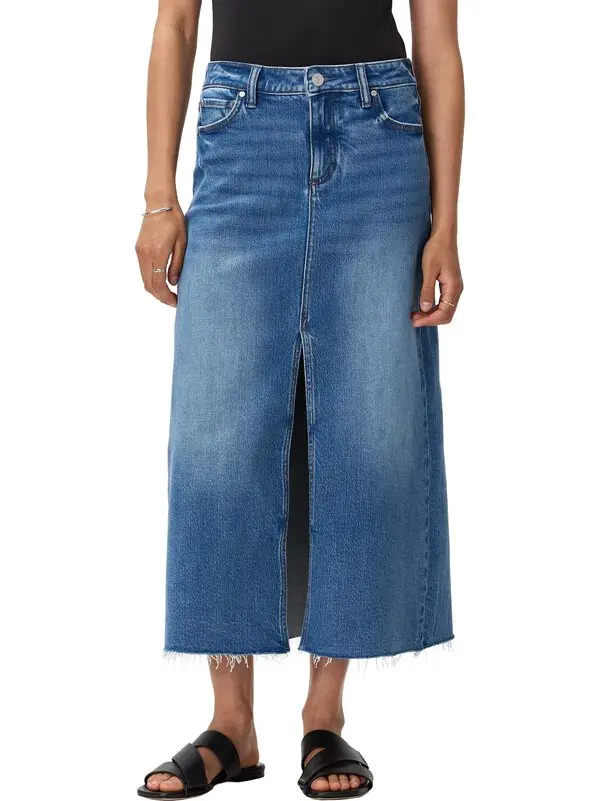 Quince Stretch Denim 5-pocket Midi Skirt - Atlantic Blue