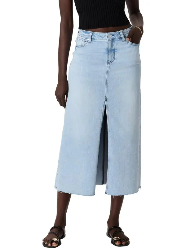 Quince Stretch Denim 5-pocket Midi Skirt - Cool Blue