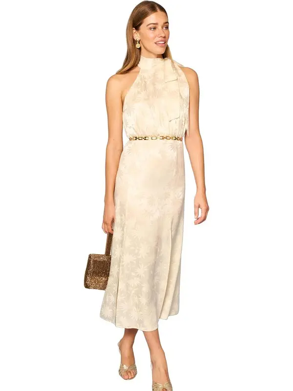 Rixo Valerie Jacquard Midi Dress - Cream