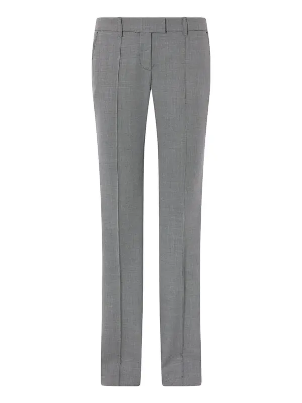 Attico Wool And Cotton-blend Straight-leg Trousers - Gray