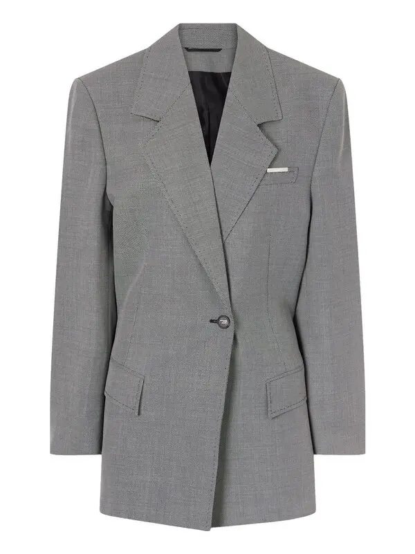 Attico Wool And Cotton-blend Blazer - Gray