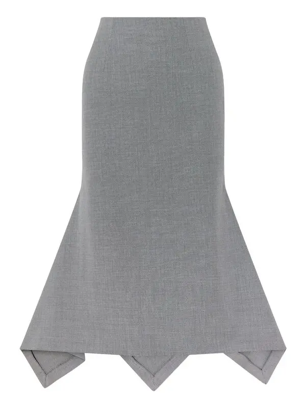 Attico Wool And Cotton-blend Midi Skirt - Gray