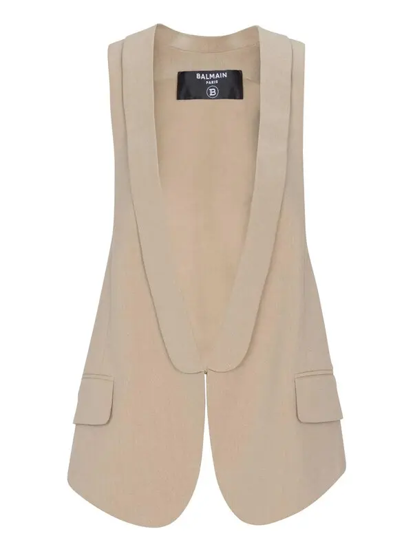 Balmain Cotton Gabardine Vest - Beige
