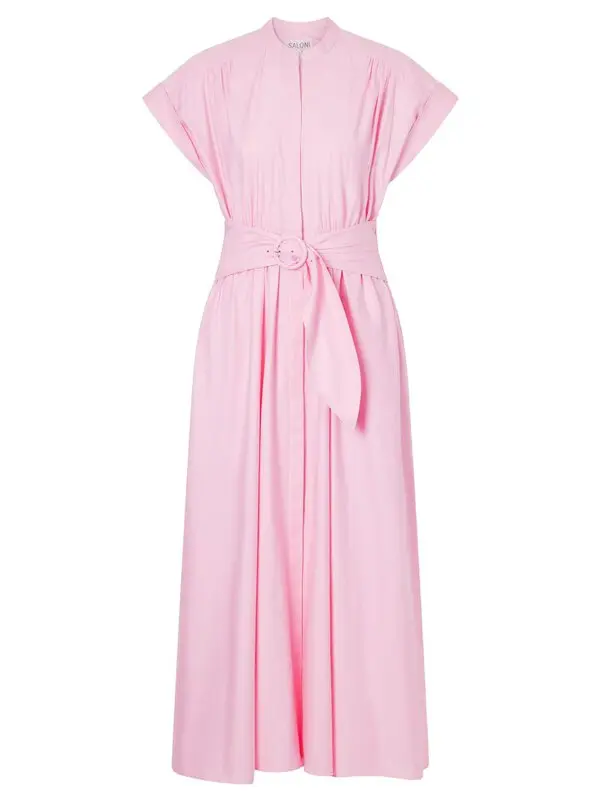 Saloni Neesha Belted Cotton Maxi Dress - Pink