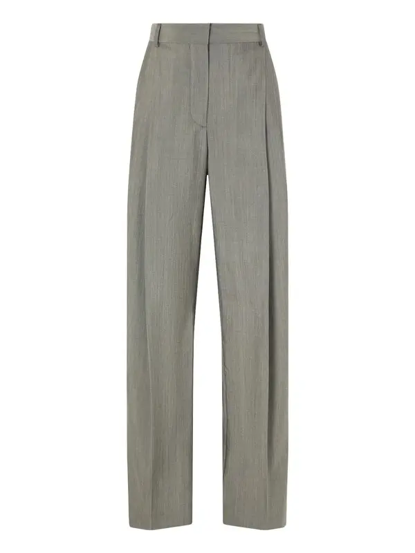Stella McCartney Pleated Straight-leg Wool-blend Pants - Gray