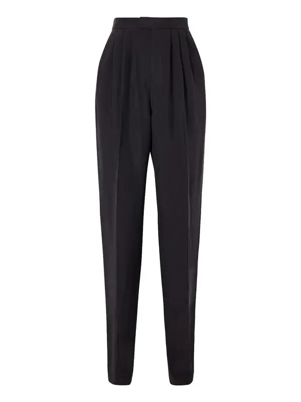 Saint Laurent Pleated Silk-habotai Straight-leg Trousers - Burgundy
