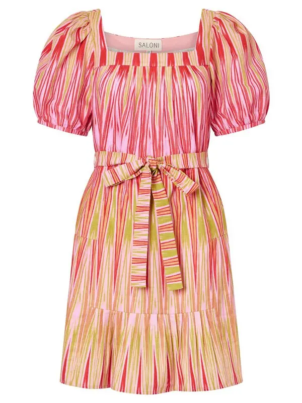 Saloni Yashi Belted Printed Mini Dress - Pink