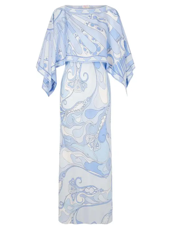 Emilio Pucci Layered Printed Silk-twill Maxi Dress - Blue