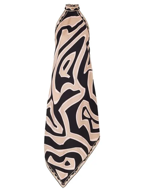 Emilio Pucci Asymmetric Printed Silk-twill Halterneck Dress - Pink