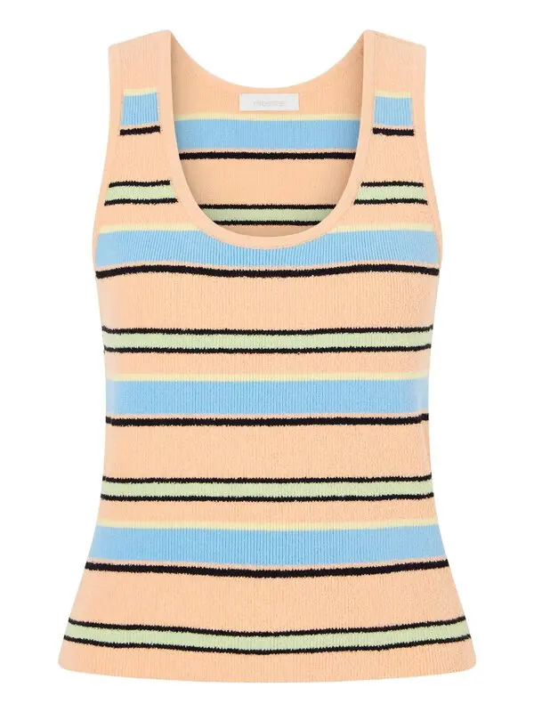 Rabanne Striped Cotton-blend Terry Tank - Orange