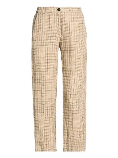 Massimo Alba Houndstooth Linen Cropped Pants - Yellow