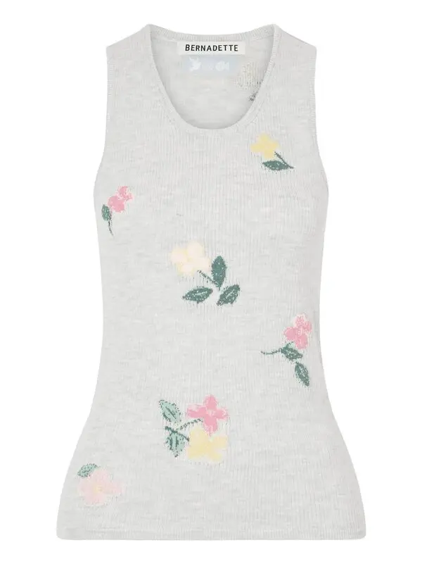 Bernadette Clementine Floral-jacquard Ribbed Tank Top - Gray