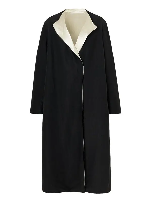 Maria Mcmanus Reversible Organic Twill And Hammered-satin Coat - Black