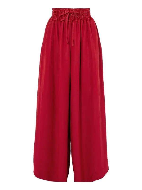 Maria Mcmanus Basketball Satin-trimmed Cotton-twill Wide-leg Pants - Red