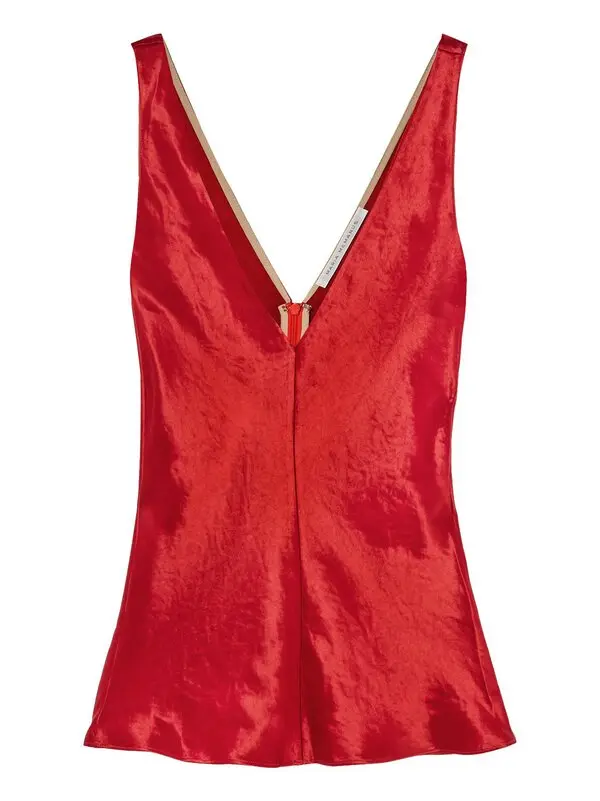 Maria Mcmanus Paneled Hammered-satin Camisole - Red