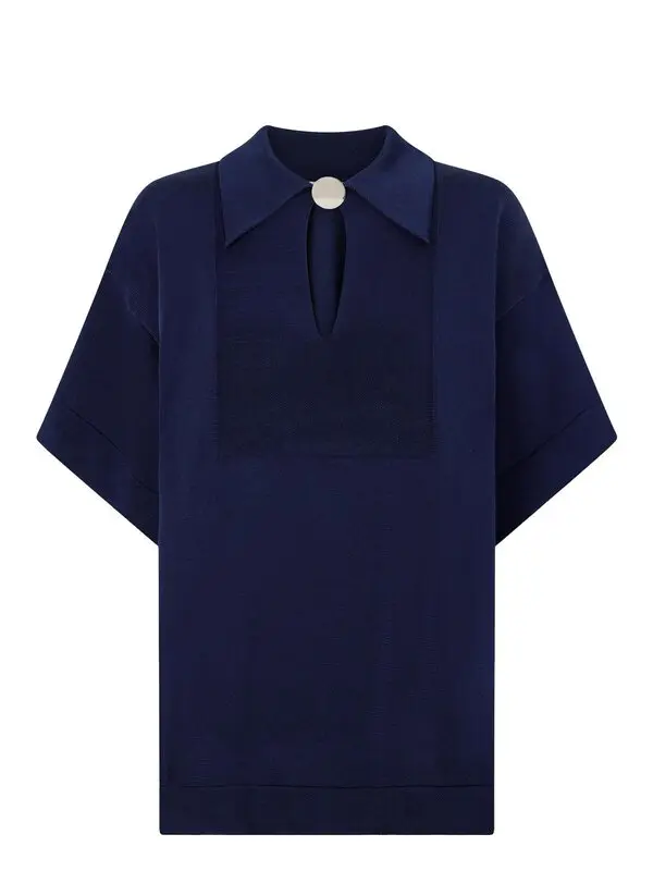 JIL SANDER Knitted Polo Shirt - Blue
