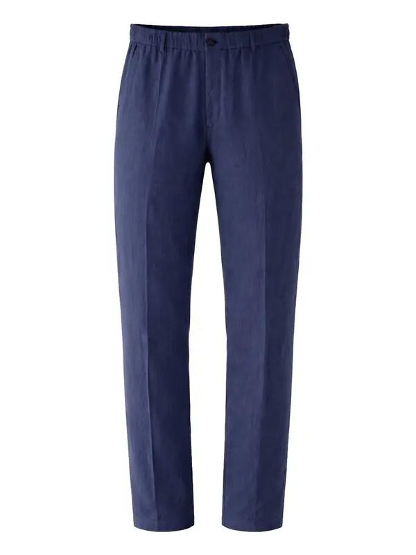 Emporio Armani Pantalone In Lino - Blue